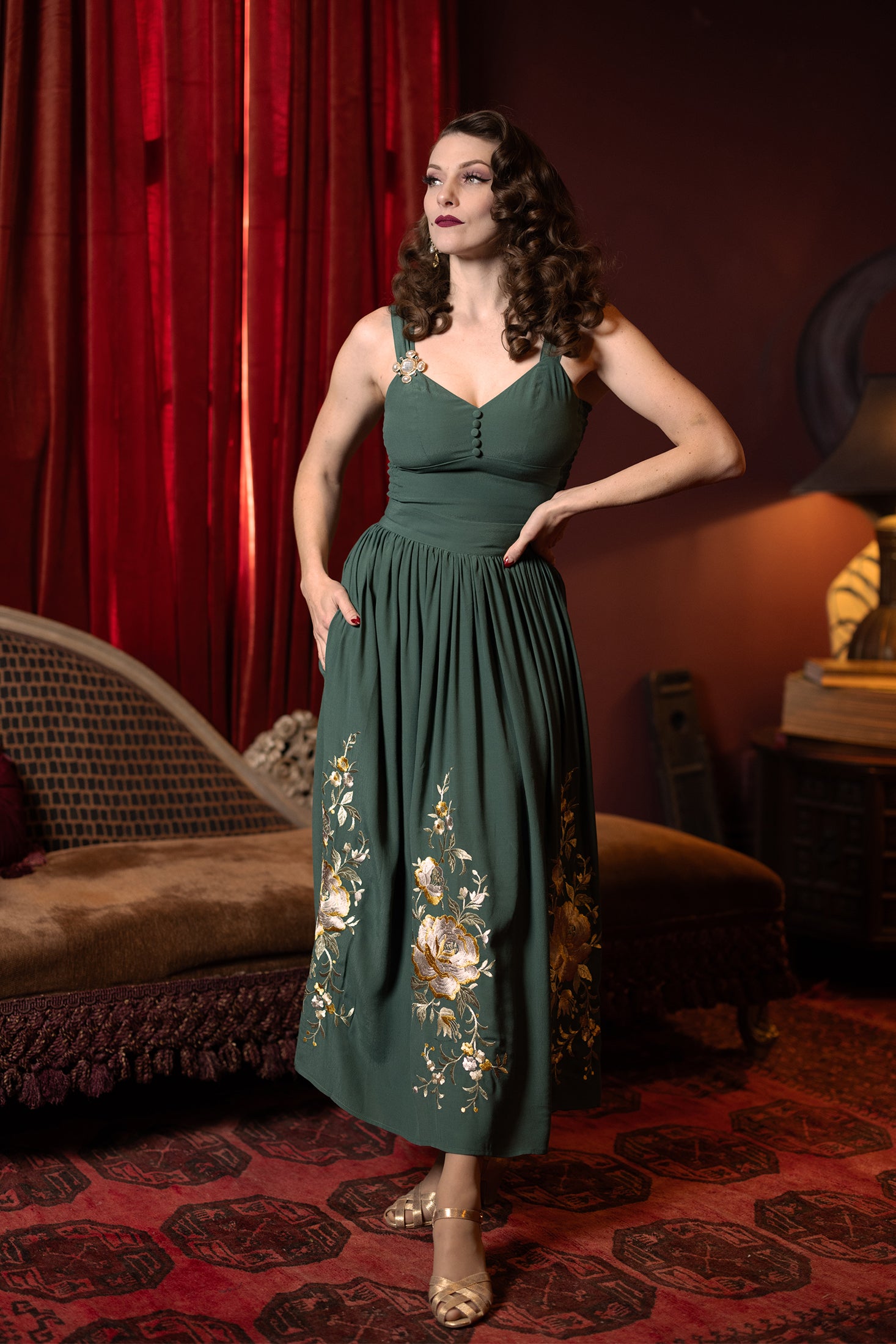 Embroidered Midi Skirt - Light Hunter Green – Trashy Diva