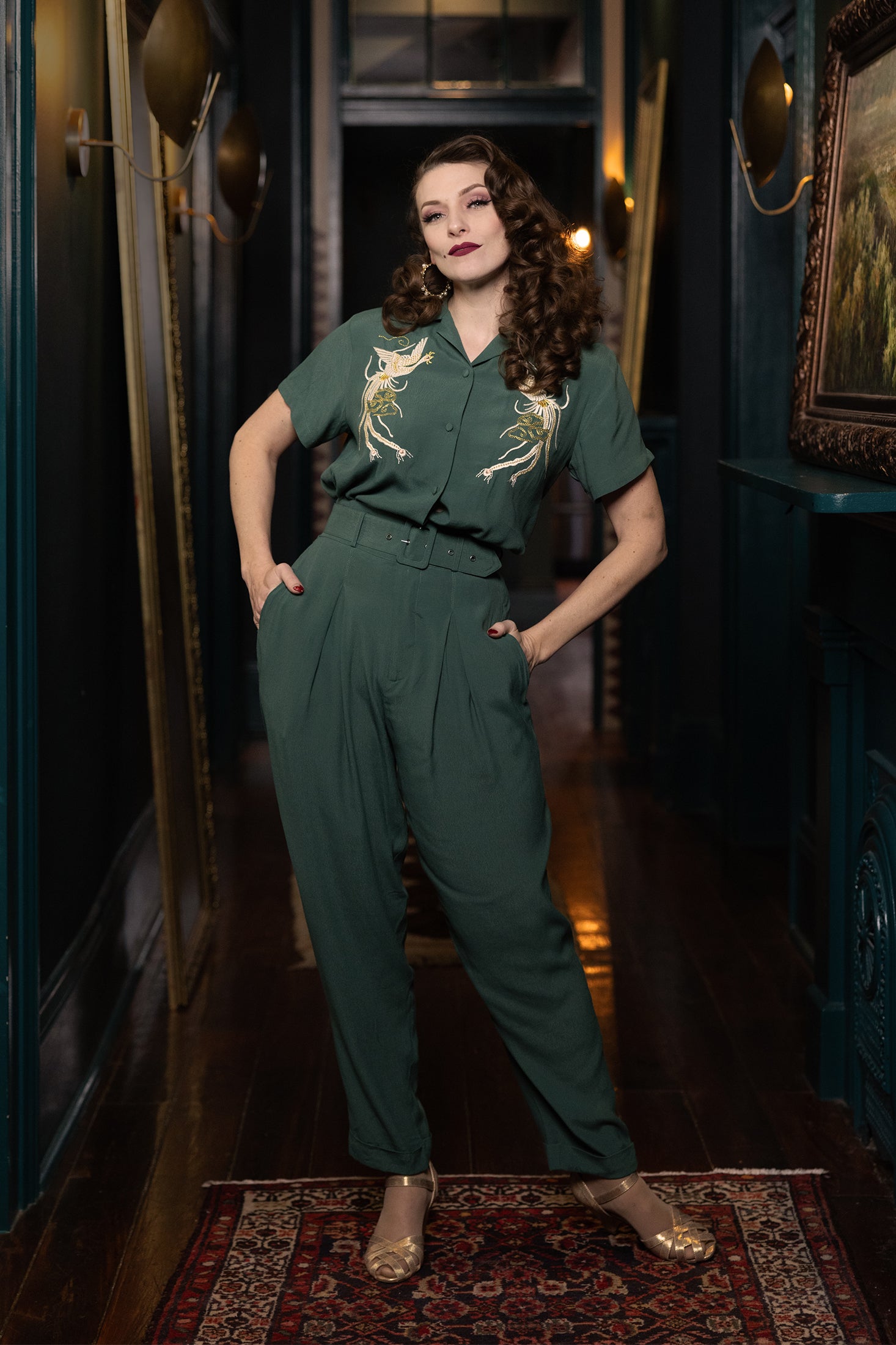 High Waist Trouser - Light Hunter Green – Trashy Diva