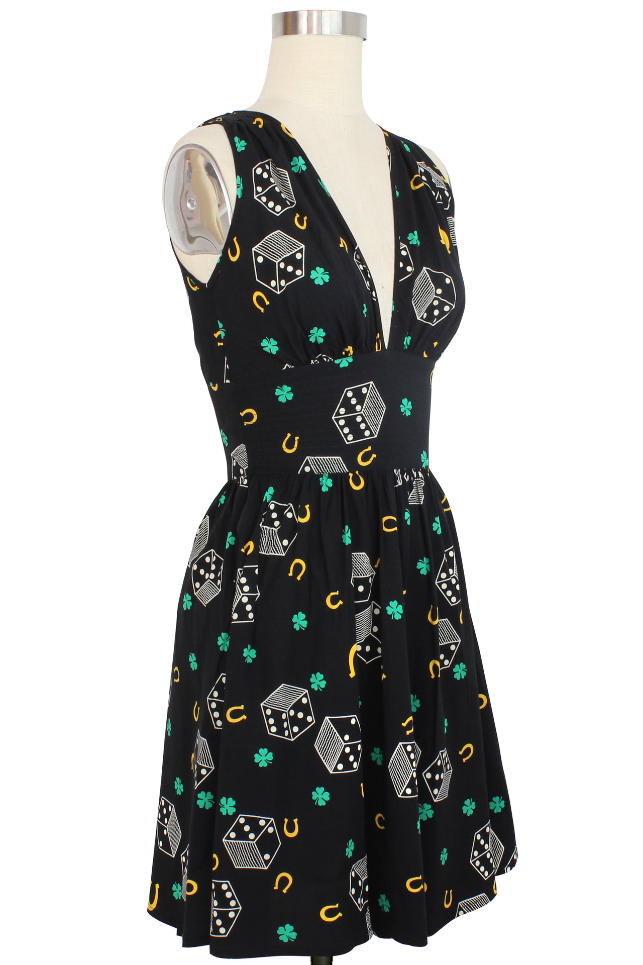 Deep Cut Doris Mini Dress - Lucky Charm - Final Sale – Trashy Diva